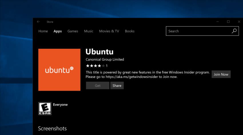 Το Ubuntu στο Windows Store των Windows 10